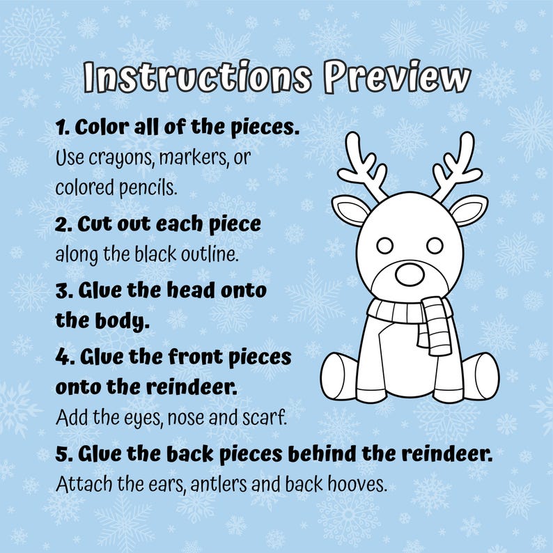 Reindeer Cut & Glue Craft | Printable Color and Assemble Christmas ...