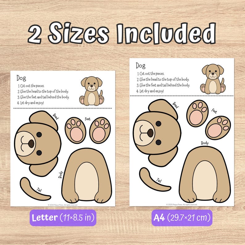 Dog Cut and Glue Craft | Printable Color & Assemble Animal Activity for ...
