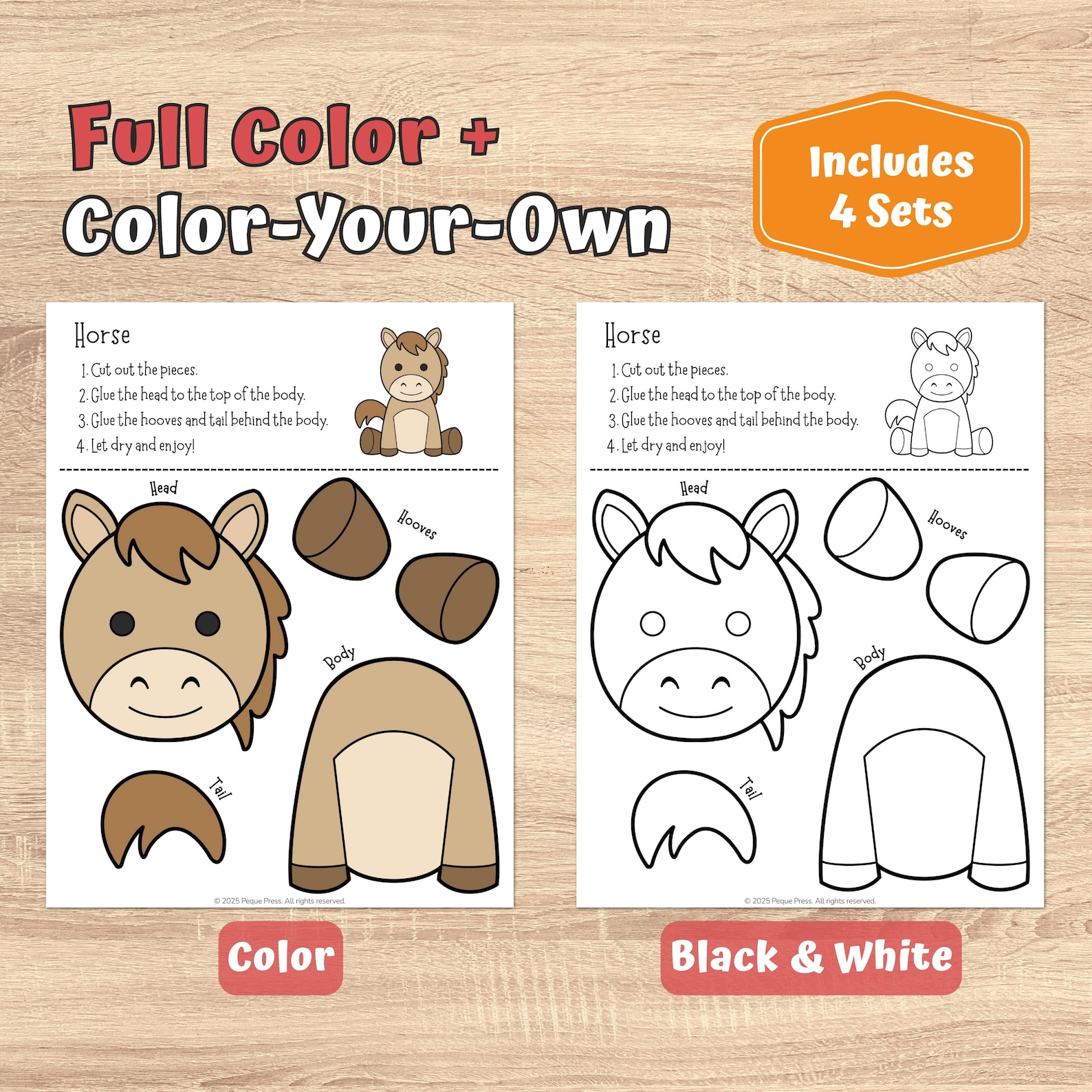 Farm Animal Cut & Glue Bundle | 4 Printable Crafts for Kids | Cow ...