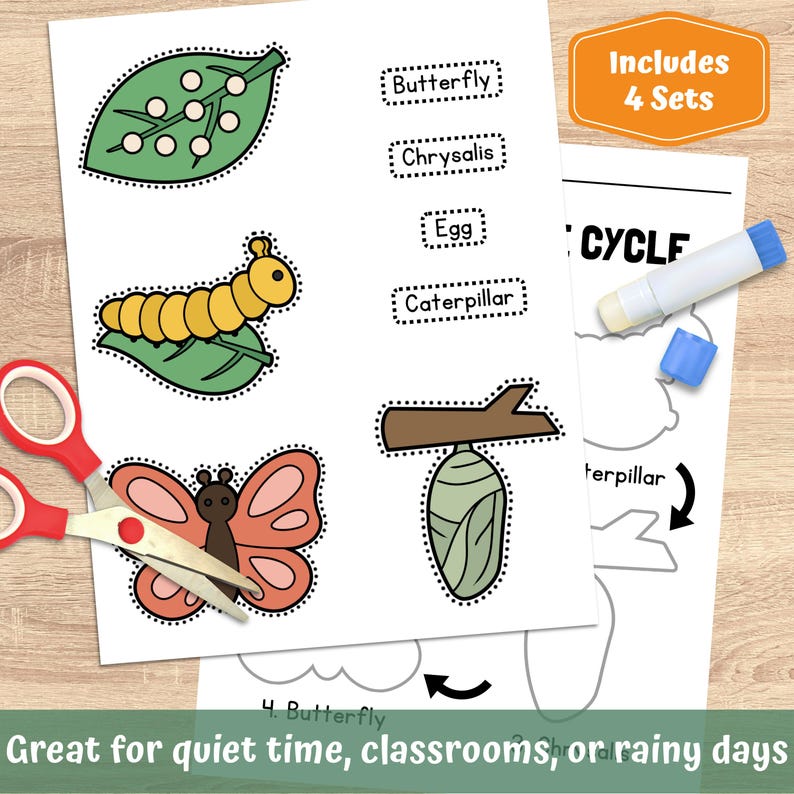 Life Cycle Cut & Glue Bundle | 4 Printable Kids Science Activities ...