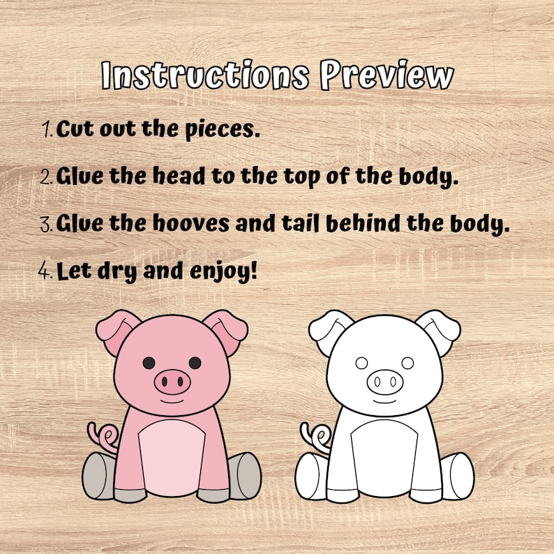 Pig Cut and Glue Craft | Printable Color & Assemble Animal Activity for ...