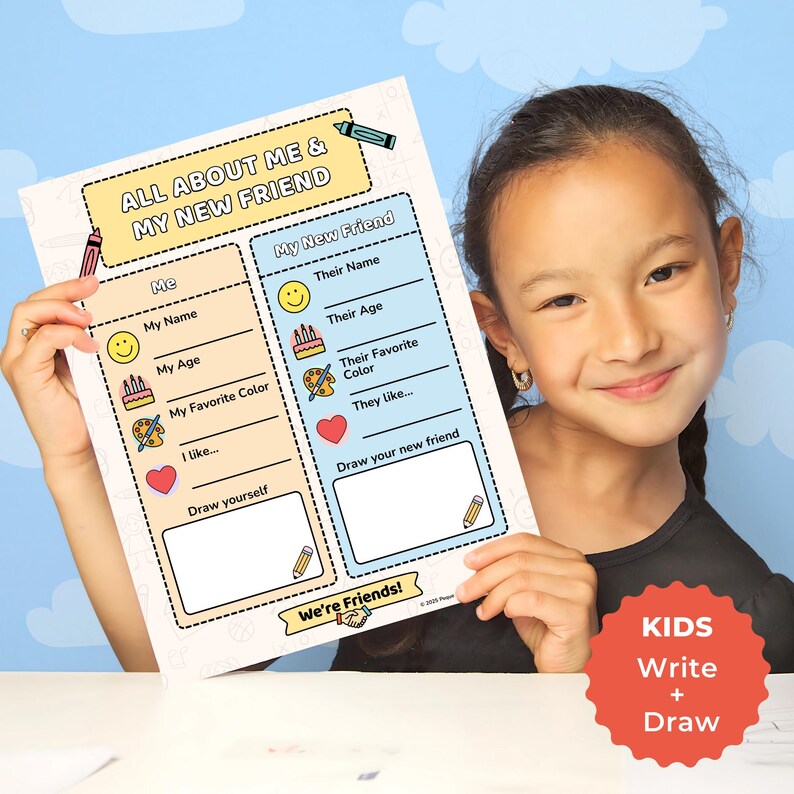All About Me and My New Friend Worksheet | Printable Icebreaker for ...