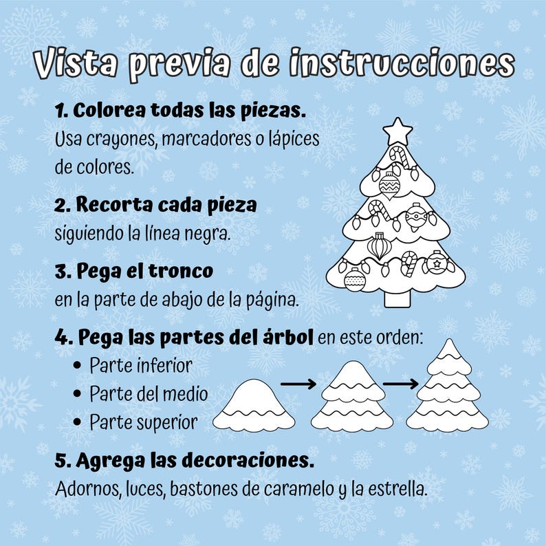 Spanish Christmas Tree Cut & Glue Craft | Printable Color and Assemble ...