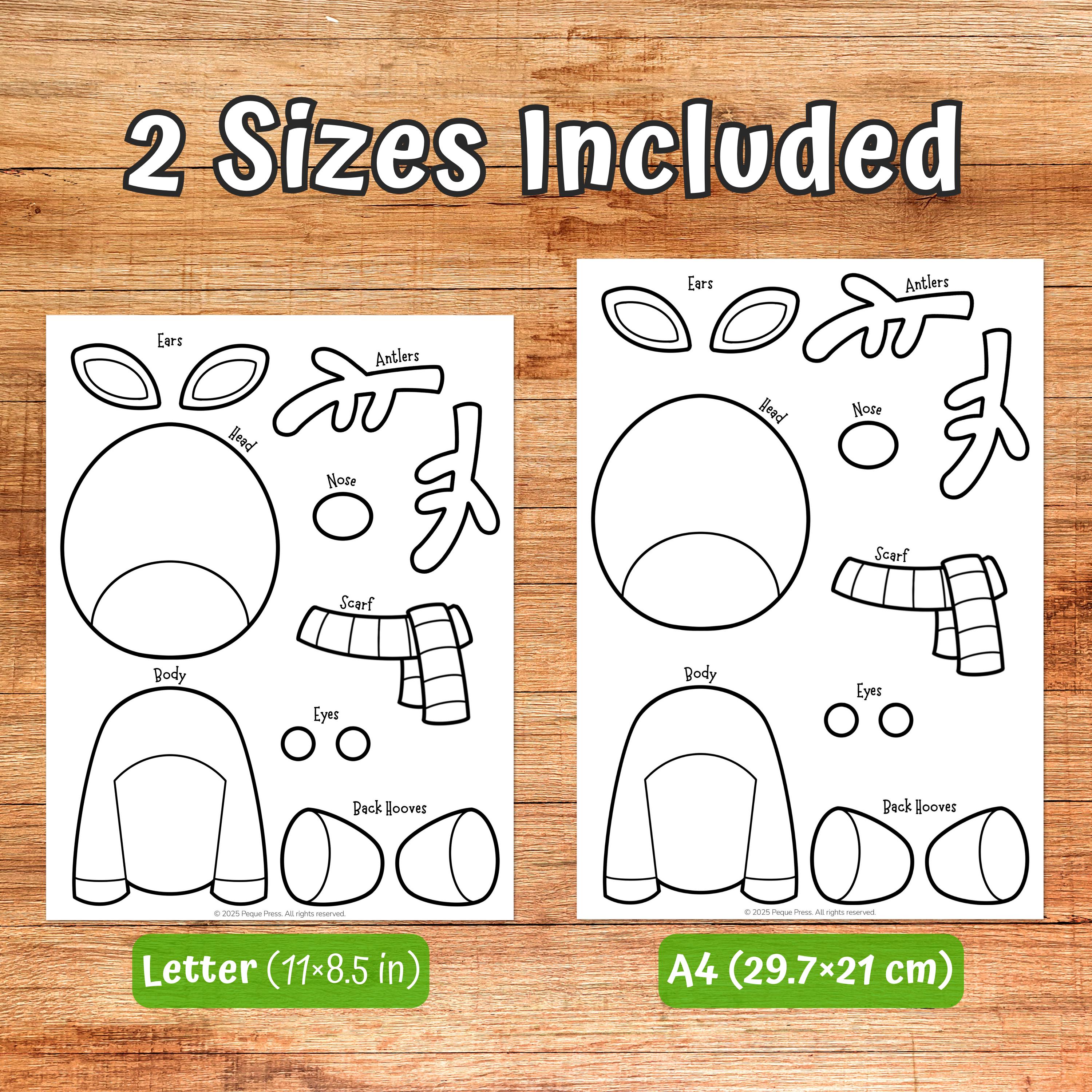 Reindeer Cut & Glue Craft | Printable Color and Assemble Christmas ...