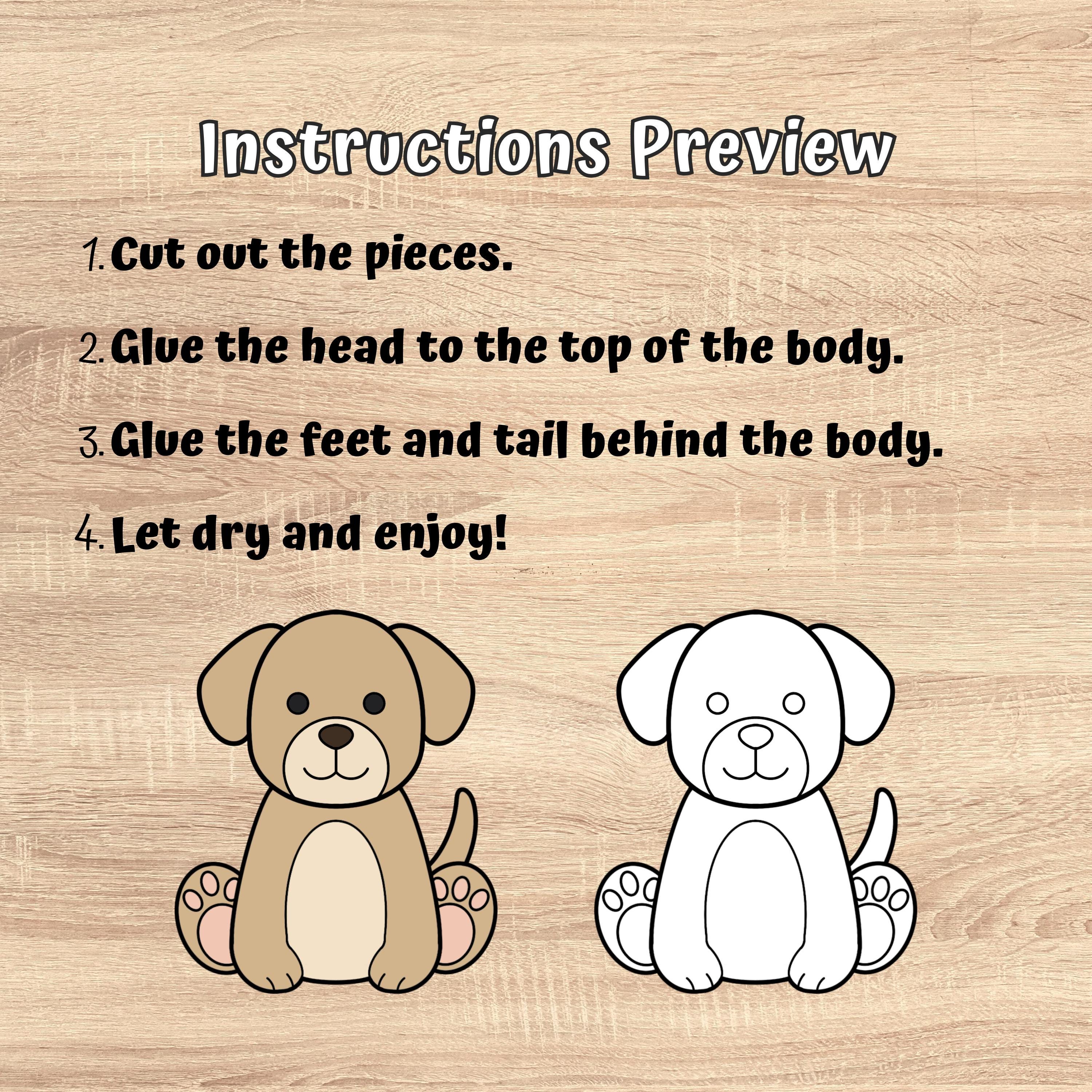 Dog Cut and Glue Craft | Printable Color & Assemble Animal Activity for ...