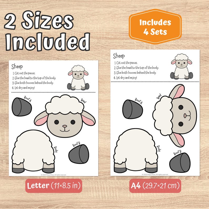 Farm Animal Cut & Glue Bundle | 4 Printable Crafts for Kids | Cow ...