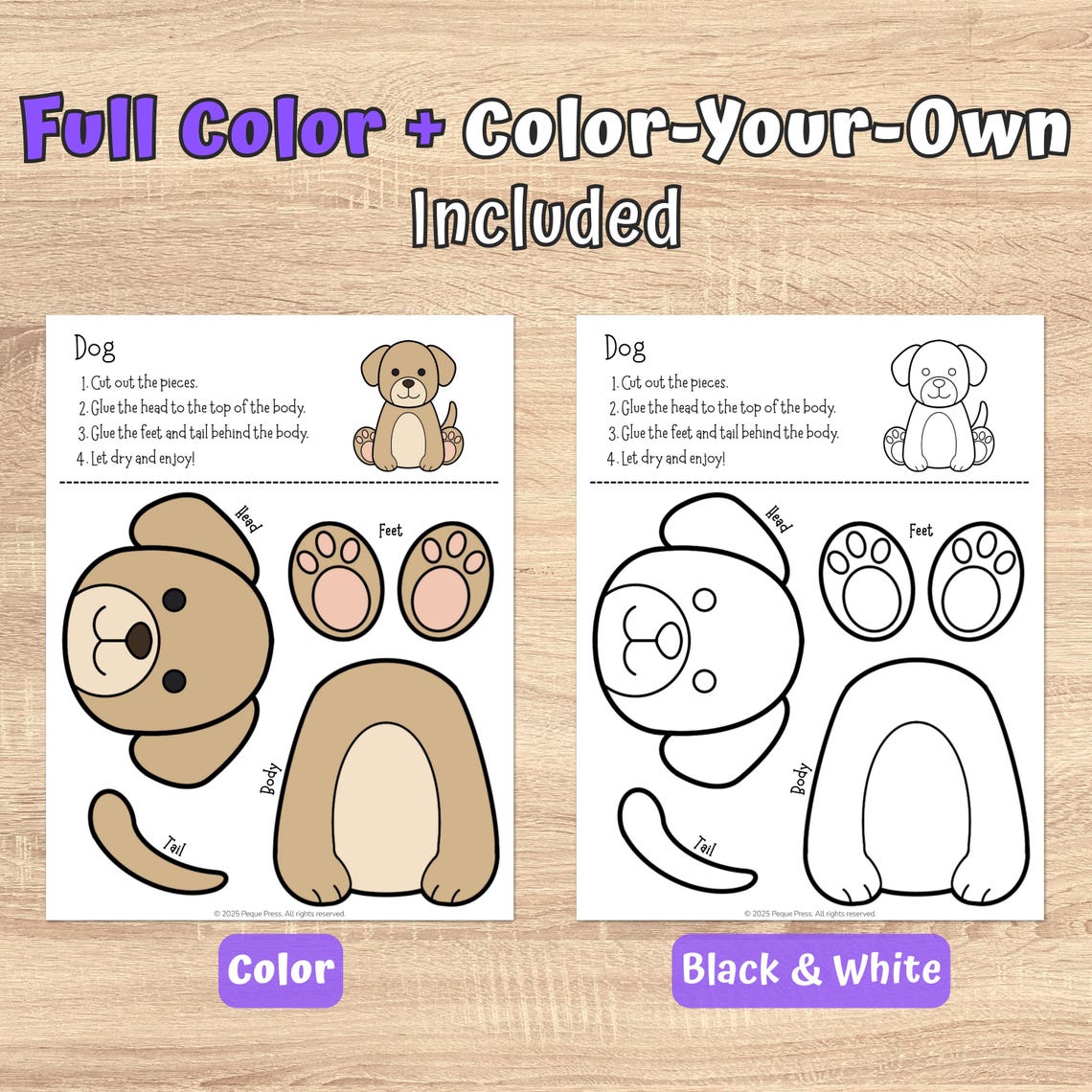 Dog Cut and Glue Craft | Printable Color & Assemble Animal Activity for ...