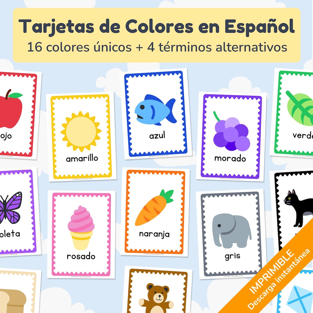 Spanish Colors Flashcards: Printable Learning Cards for Kids (PDF ...