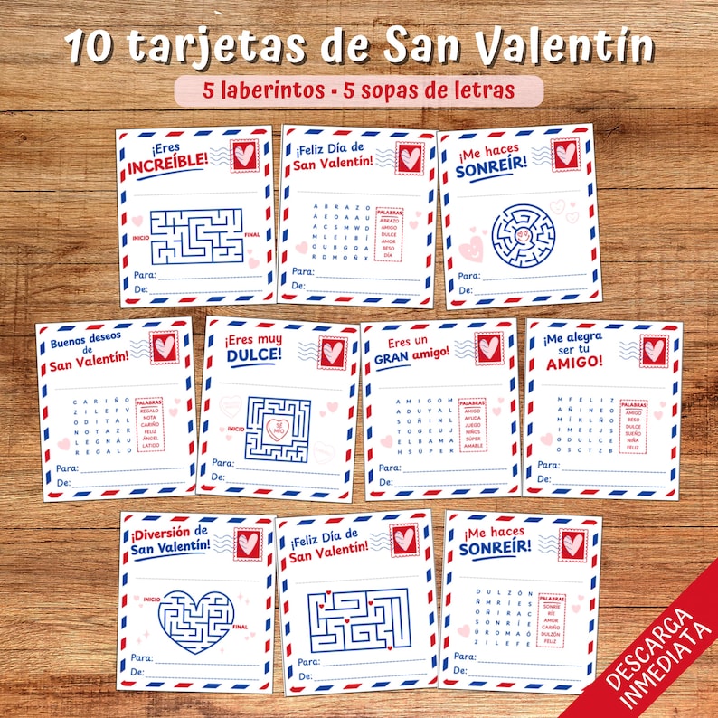 Spanish Pencil Activity Valentine Cards | Candy-free Printable Maze ...