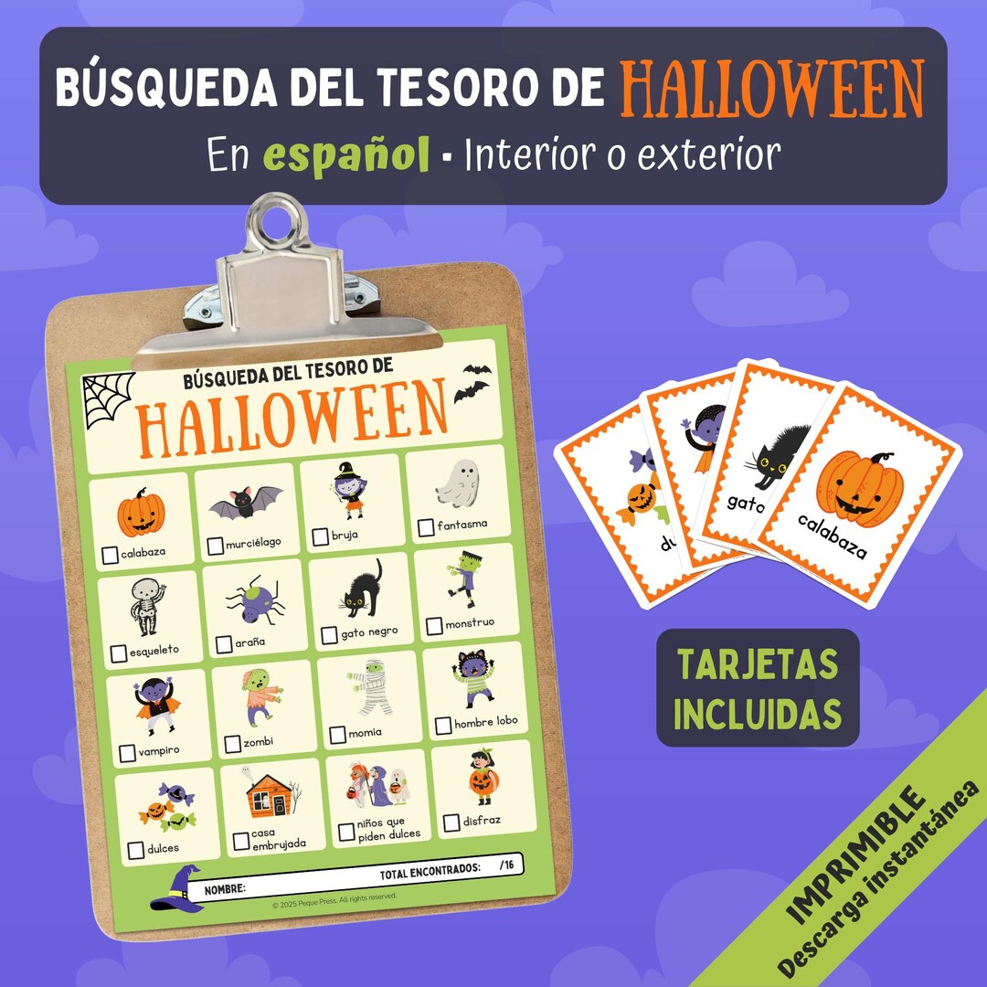 Spanish Halloween Scavenger Hunt (spanish Only): Kids Game With ...