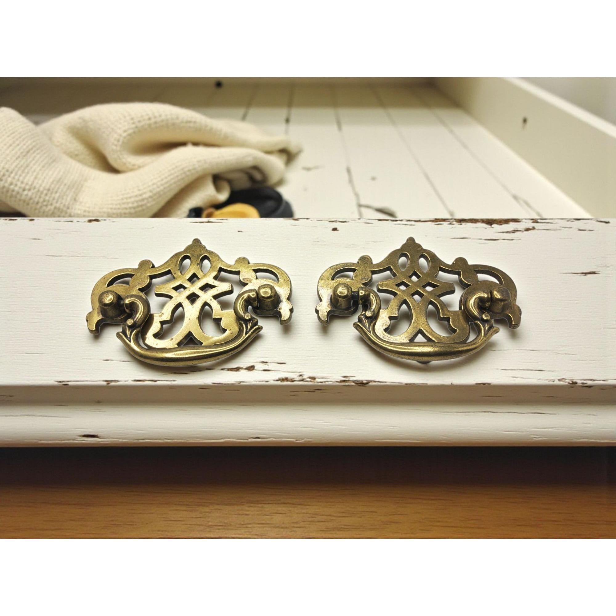 Vintage Brass Swing Handle Ornate Drawer Pulls Set of 2 - Etsy