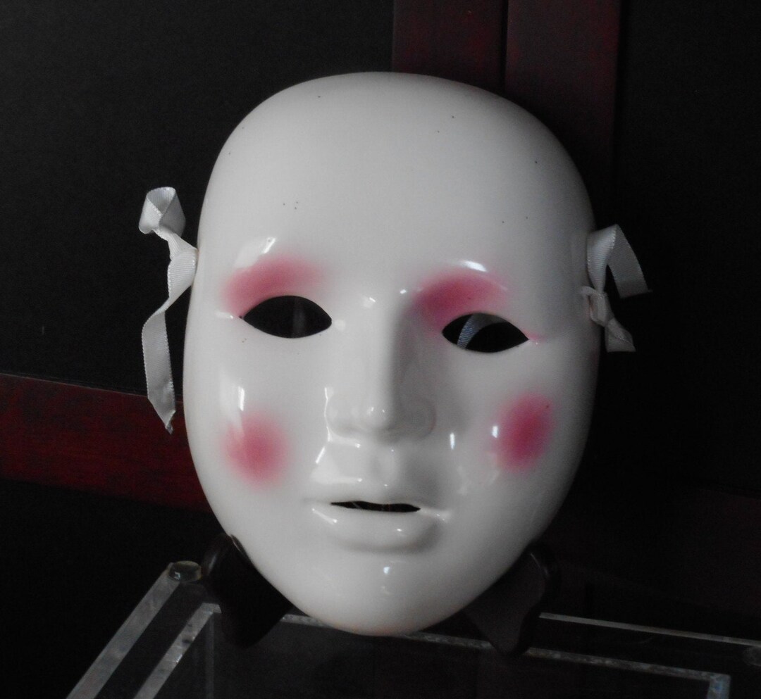 Vintage Glazed Ceramic Mask. Holes on the Sides for String. 7-1/2 ...