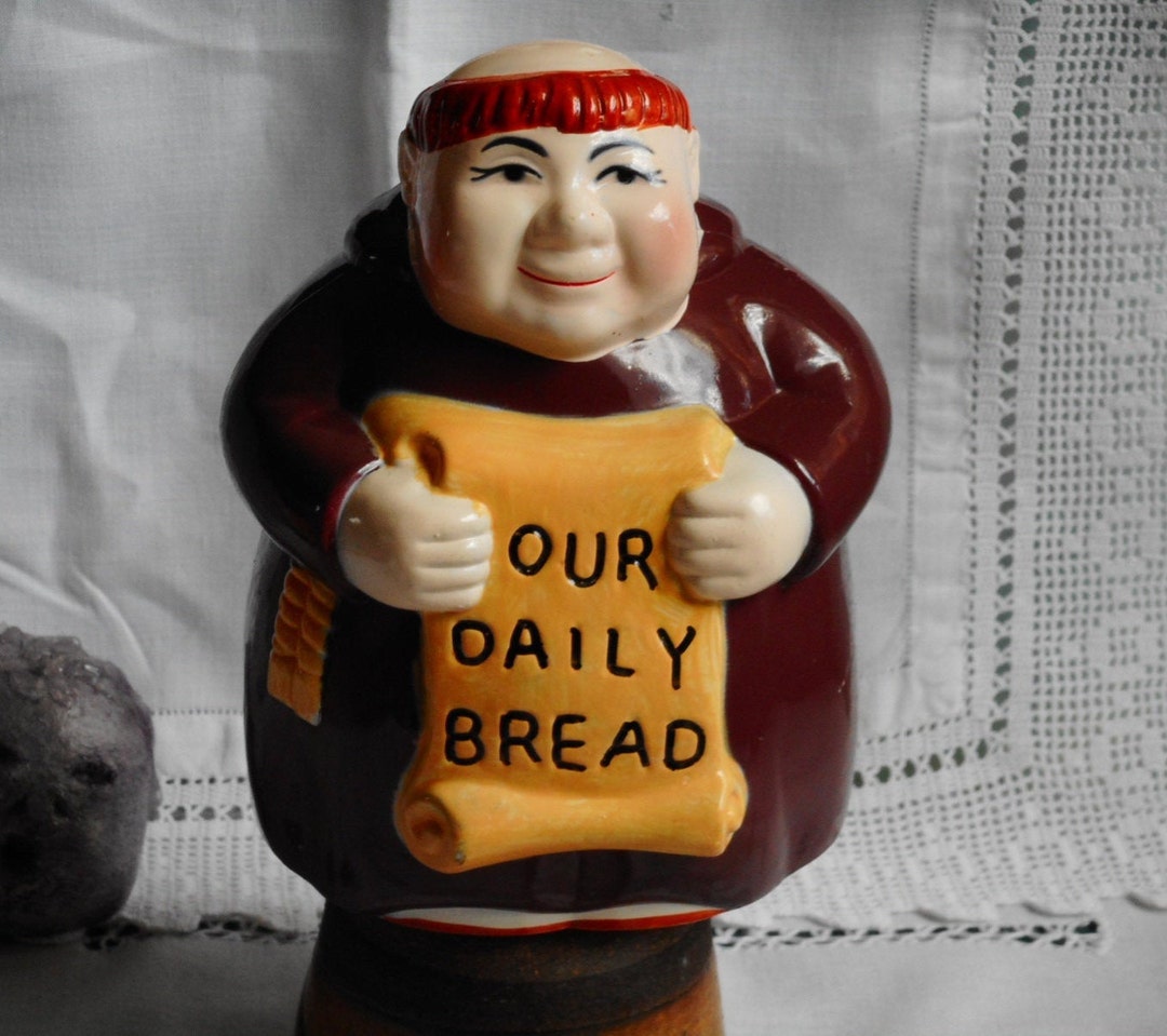 Vintage Plastic Bank. Chubby Monk Praying for Our Daily Bread. 5.25 ...