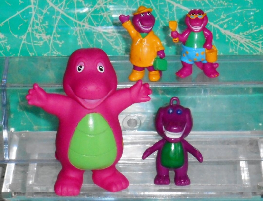 Vintage Lot of 4 Barney Figures. Rubber Toy, PVC Hanging Decoration ...