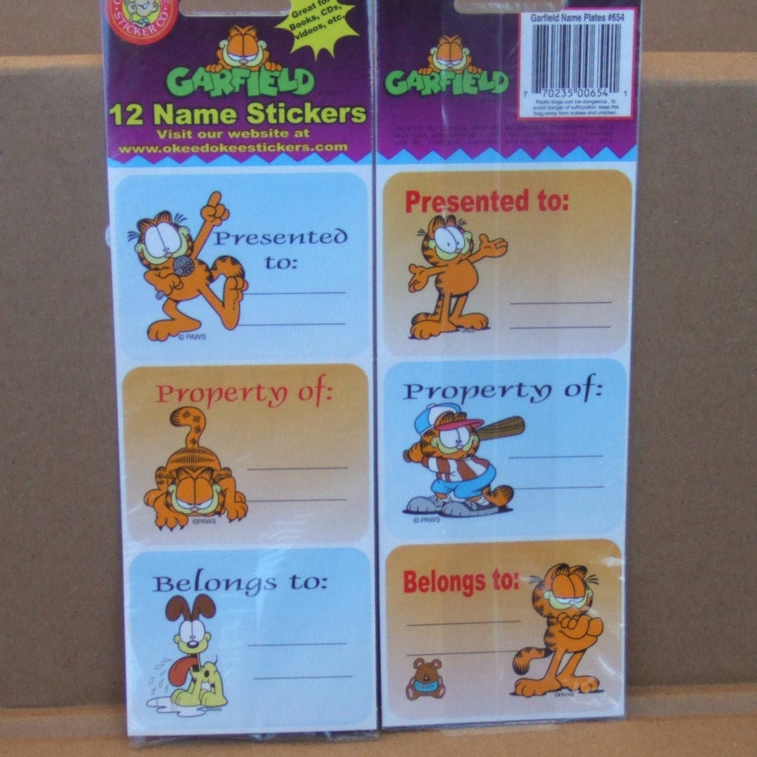 Rare Vintage Garfield Name Stickers 12 Individual Stickers in Original ...