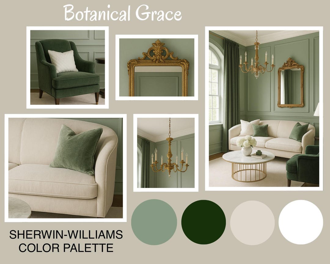 BOTANICAL GRACE Sherwin Williams Paint Palette, **professional Virtual ...