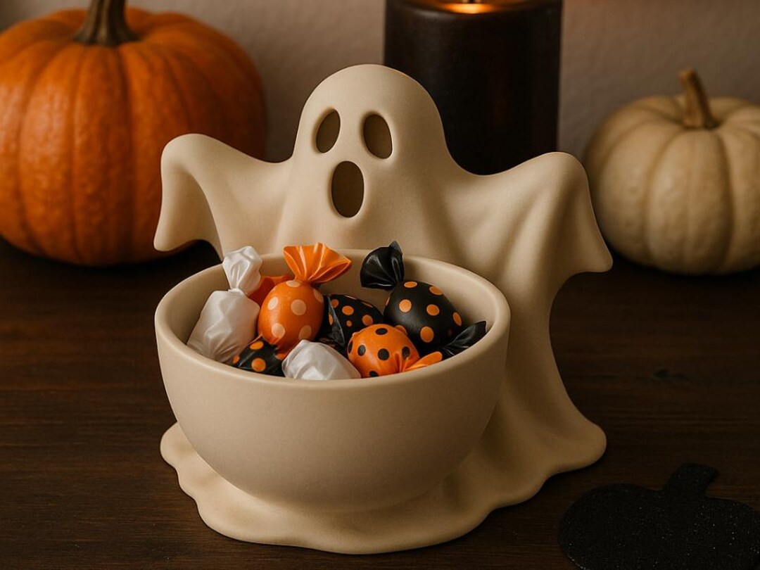 Spooky Ghost Catchall Bowl: Halloween Candy Tray, Haunted Decor - Etsy