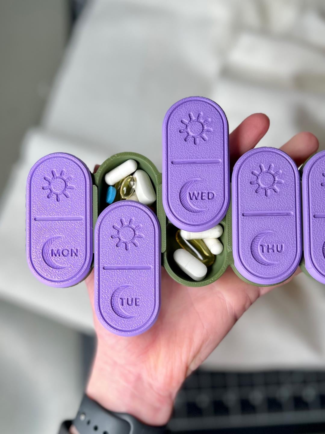 Minimalist Weekly Pill Organizer AM PM | Compact Travel Medicine Case ...