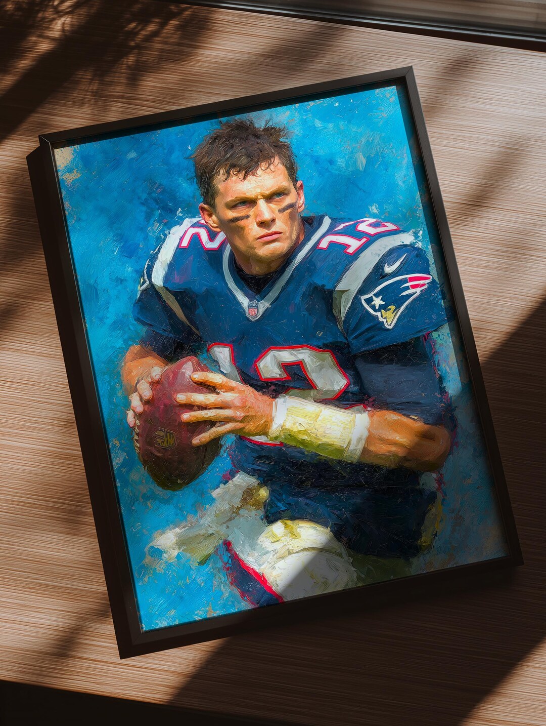 Tom Brady Poster, NFL Legend Wall Art, Quarterback Touchdown Throw ...