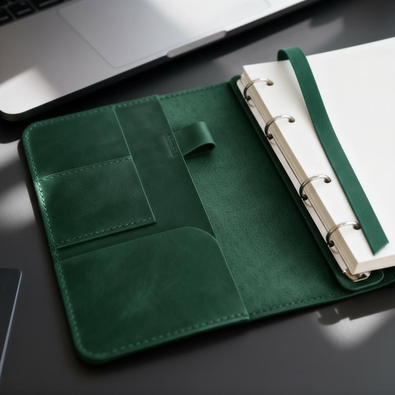100% Genuine Leather Binder Cover, Leather Refillable Notebook,3 Ring ...