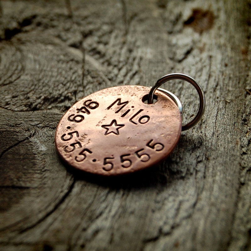 3/4 Hand Stamped Cat Tag - Etsy