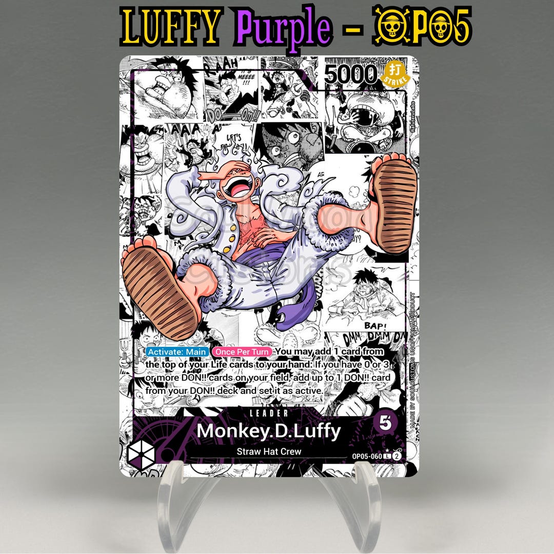One Piece Proxy, Luffy G5 Leader (purple) Holographic TCG Card, Custom ...