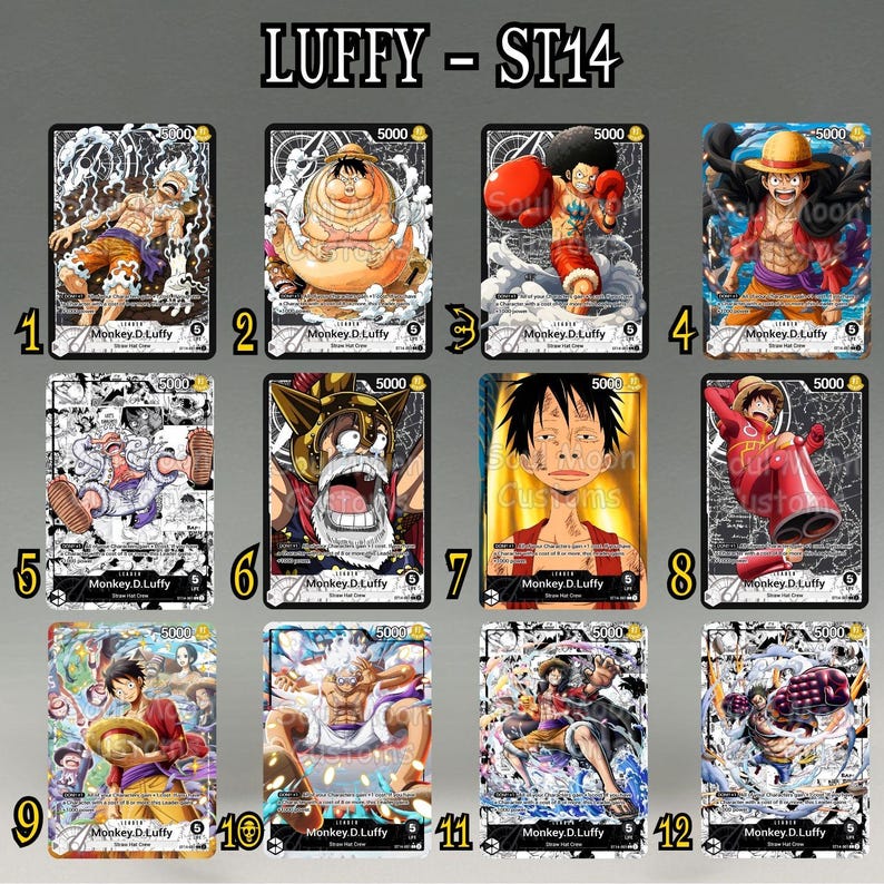 Monkey D. Luffy ST14 Black, One Piece TCG Custom Card – Proxy Leader ...