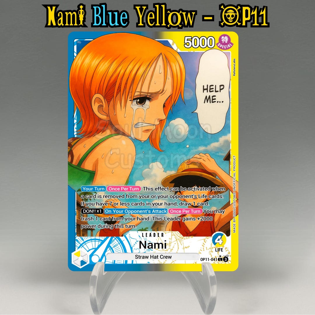 One Piece Proxy, Nami Leader (blue/yellow) Holographic TCG Card, Custom ...
