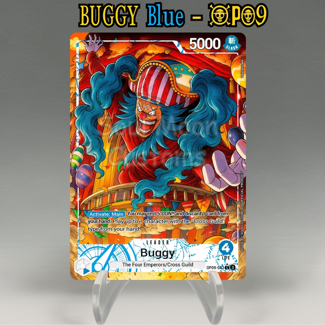 One Piece Proxy, Buggy Leader (blue) Holographic TCG Card, Custom Alt ...
