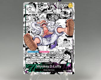 One Piece Proxy, Luffy G5 Leader (green/purple) Holographic TCG Card ...
