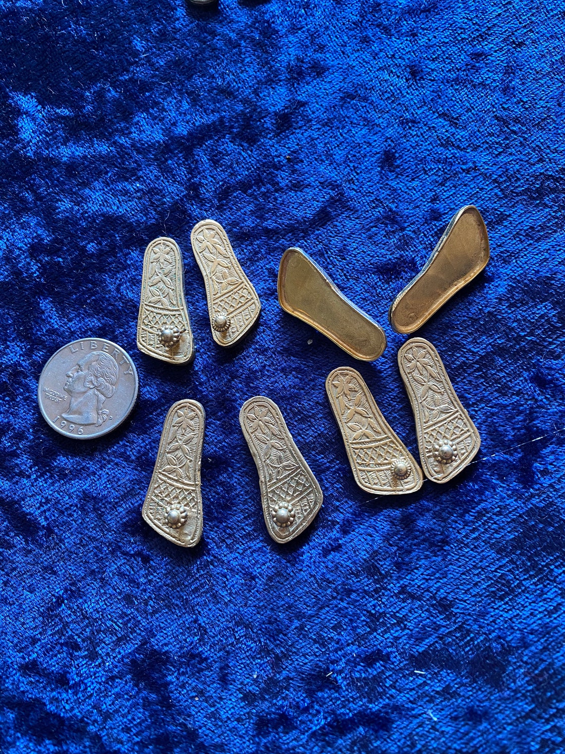 Krishna Shoes Deity Sandals Vintage Gold Plated Silver Shoes 3.5cm ...