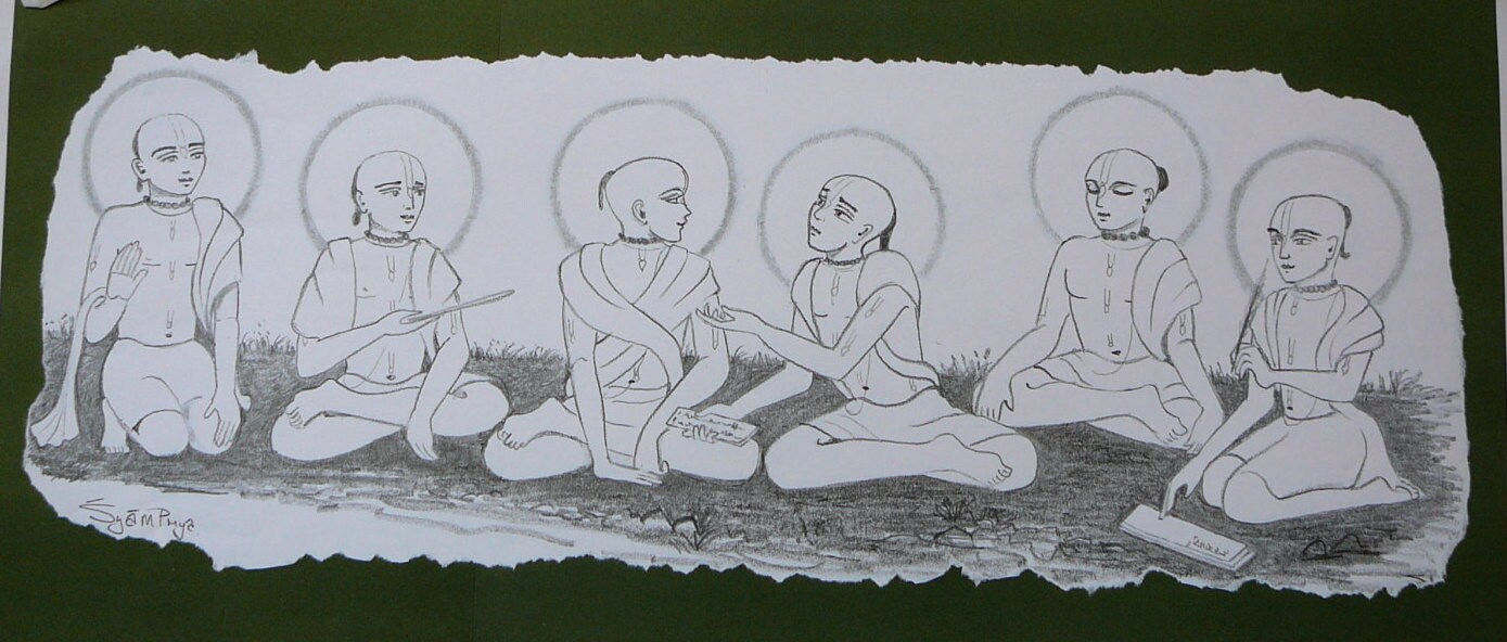 The Six Holy Men" Syamarts Original Pencil Drawing on Card 8x16. Print ...