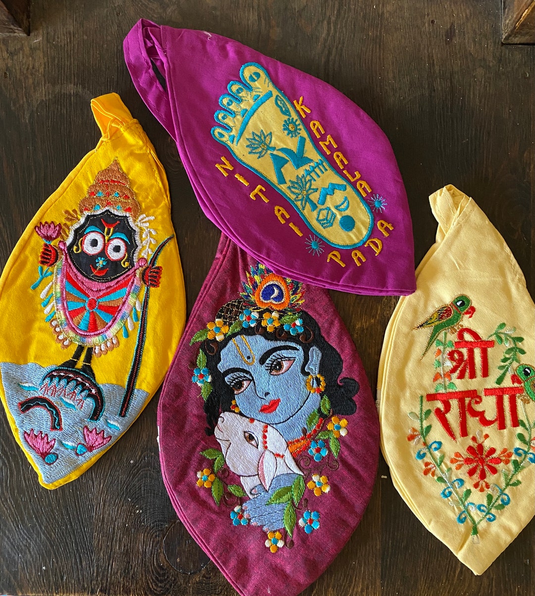 Meditation Japa Bead Bag Hand Embroidered Krishna Radha Maha Mantra ...