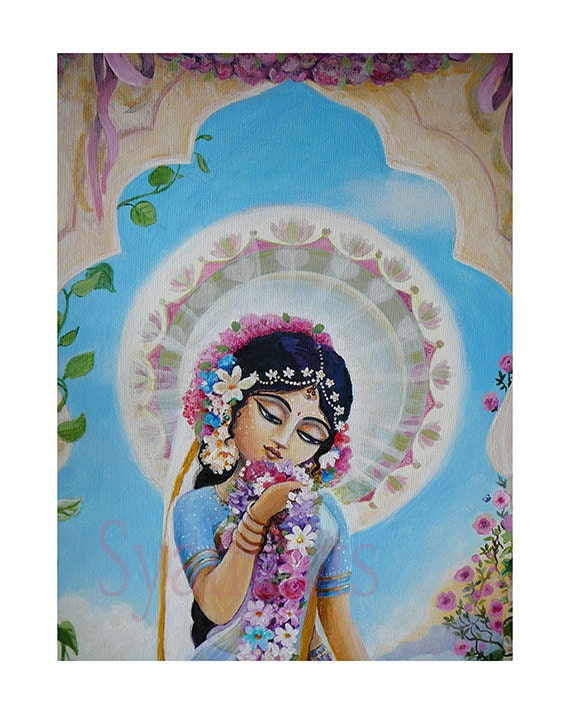 Child Goddess of Fortune Radha Devotional Art Indian Princess Rukmini ...