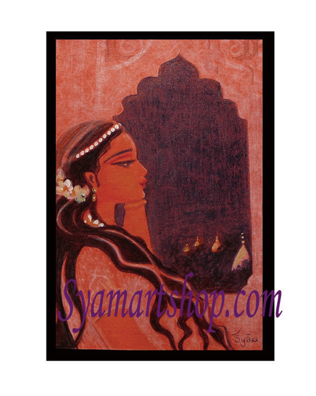 Indian Princess Art Print, Pencil Drawing, Fiery Goddess Devotional Art ...