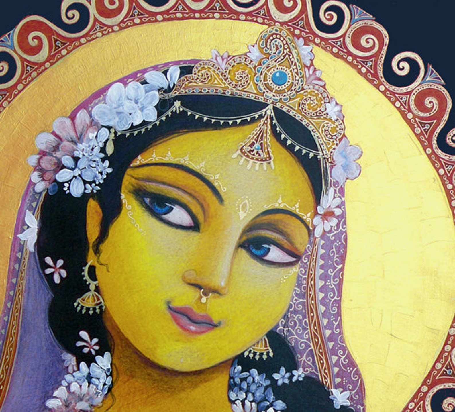 Radha Divine Goddess Art Devotional Art Drawing Radharani - Etsy