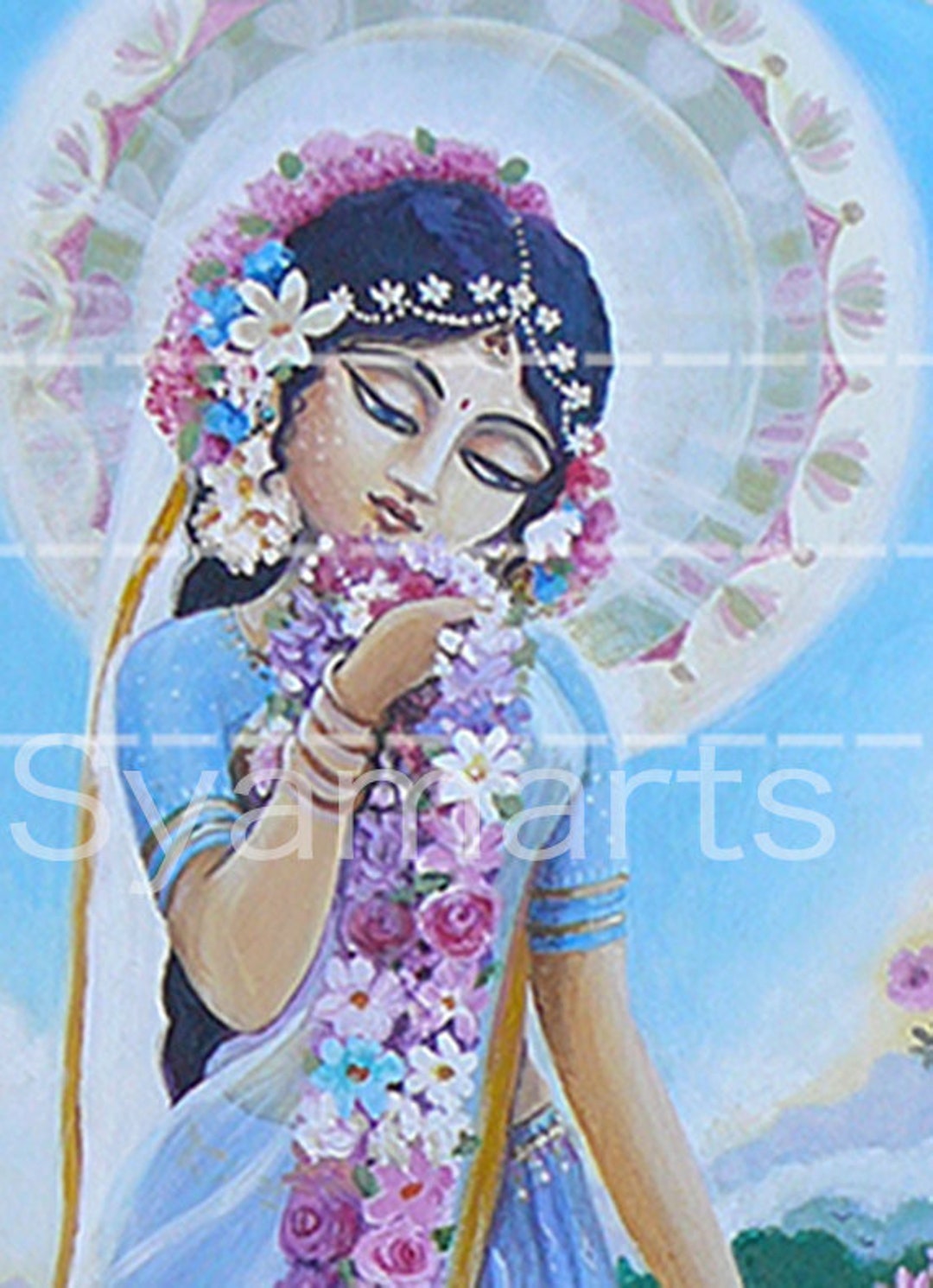 Original Painting Syamarts Goddess Art Princess Rukmini With Flowers ...