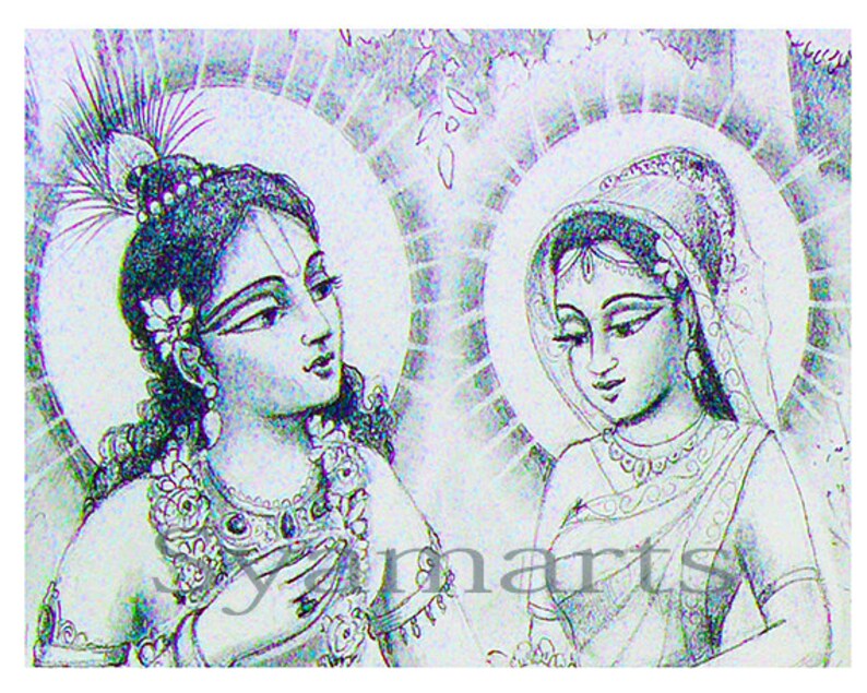 Radha Krsna 8x10 Line Drawing Illustration Wall Art Original Drawing ...