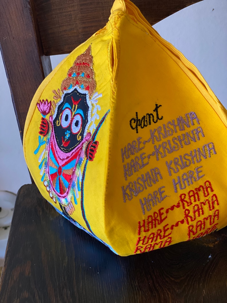 Meditation Japa Bead Bag Hand Embroidered Krishna Radha Maha Mantra ...