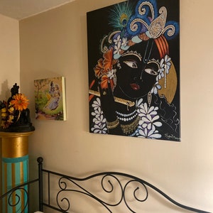 Krishna Gopal Flute Player Drawing Original Large Krsna Art Print in ...