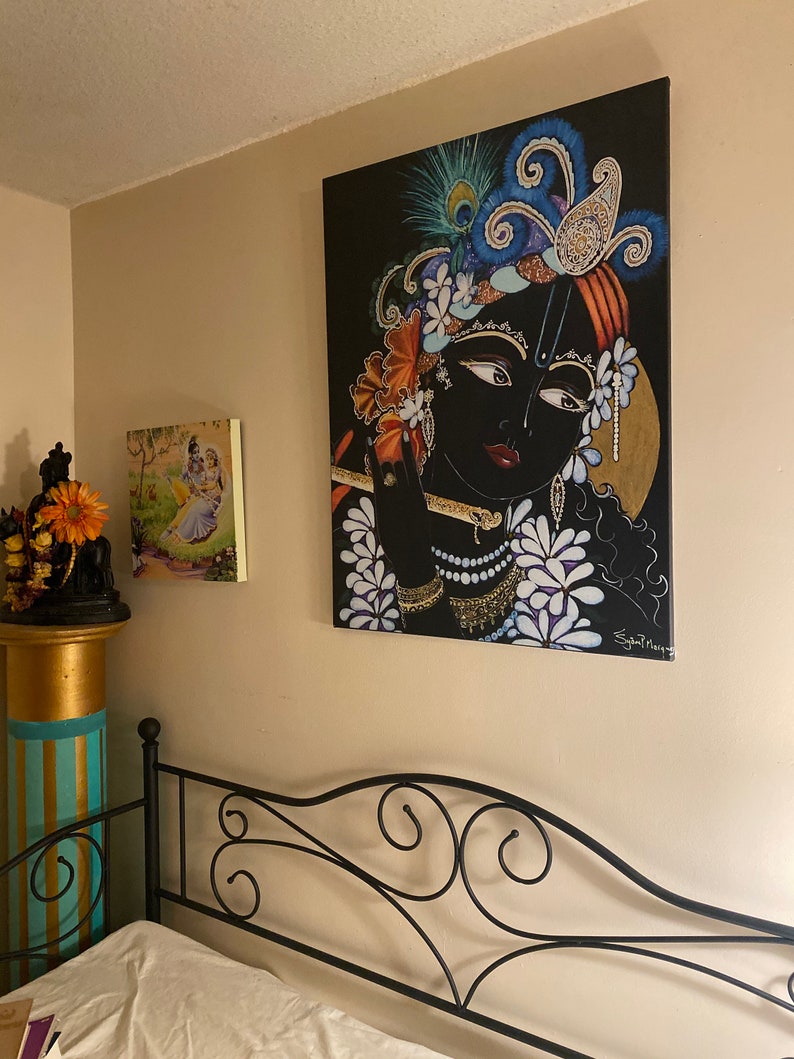 Krishna Gopal Flute Player Drawing Original Large Krsna Art Print in ...