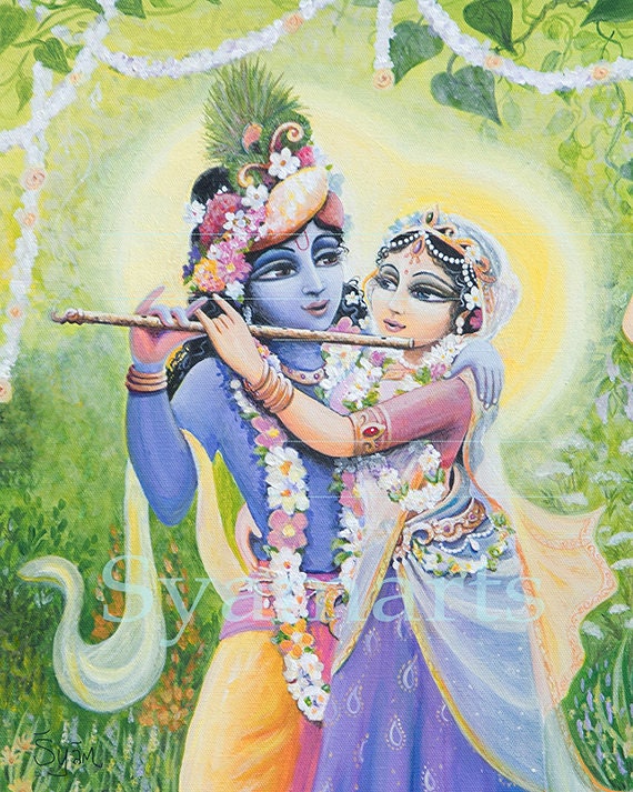 Radha Krishna Devotional Art Divine Couple Syam Marquez Gods | Etsy