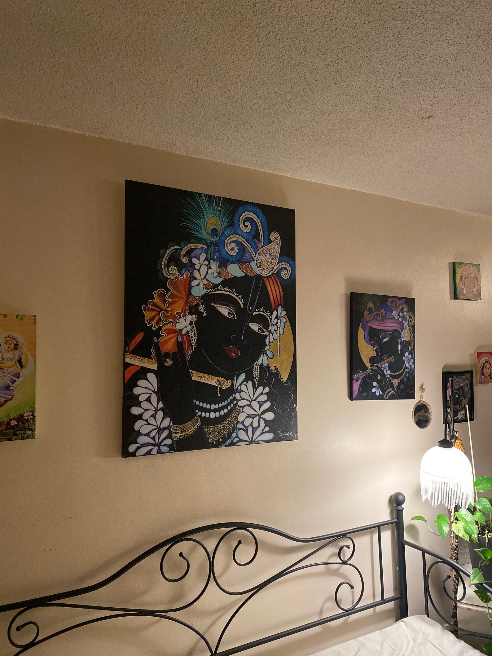 Krishna Gopal Flute Player Drawing Original Large Krsna Art - Etsy