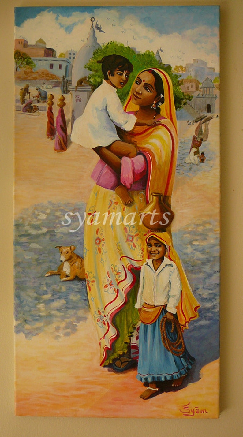 Original Acrylic Painting Prints Available Indian Village Woman ...