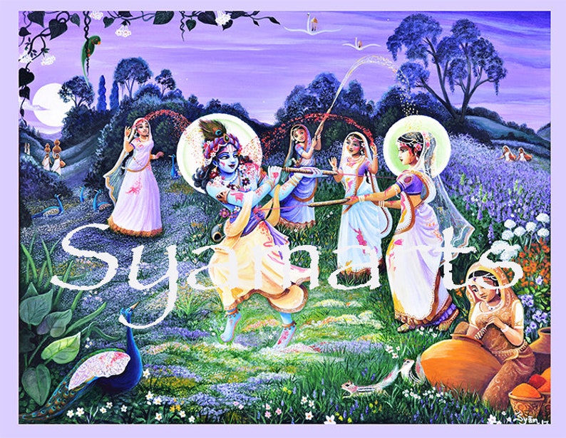 Krishna Full Moon Holy Festival Original Painting by Syam | Etsy