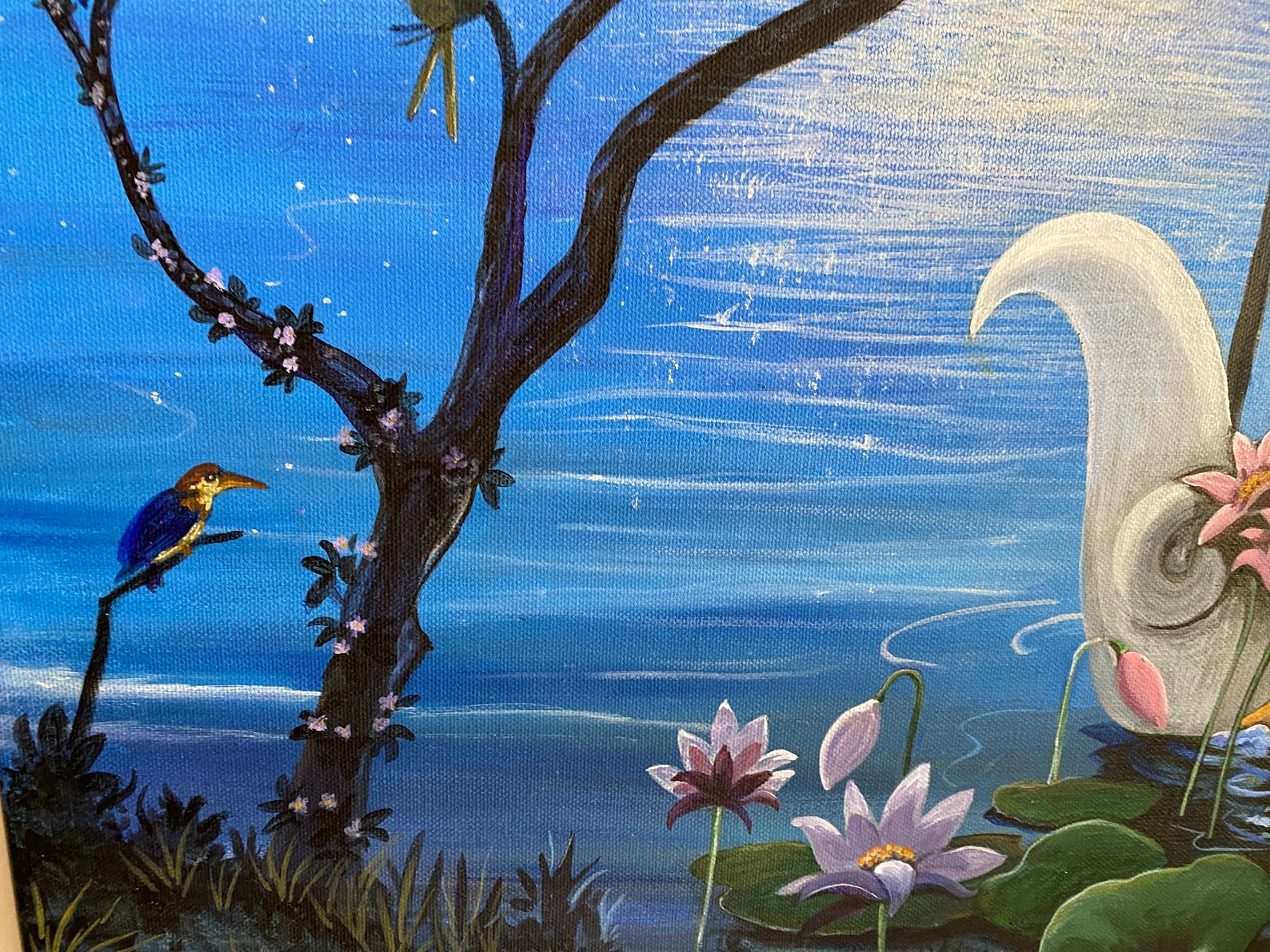 ORIGINAL Art Radha Krishna Boat Pastime Painting by Syam - Etsy