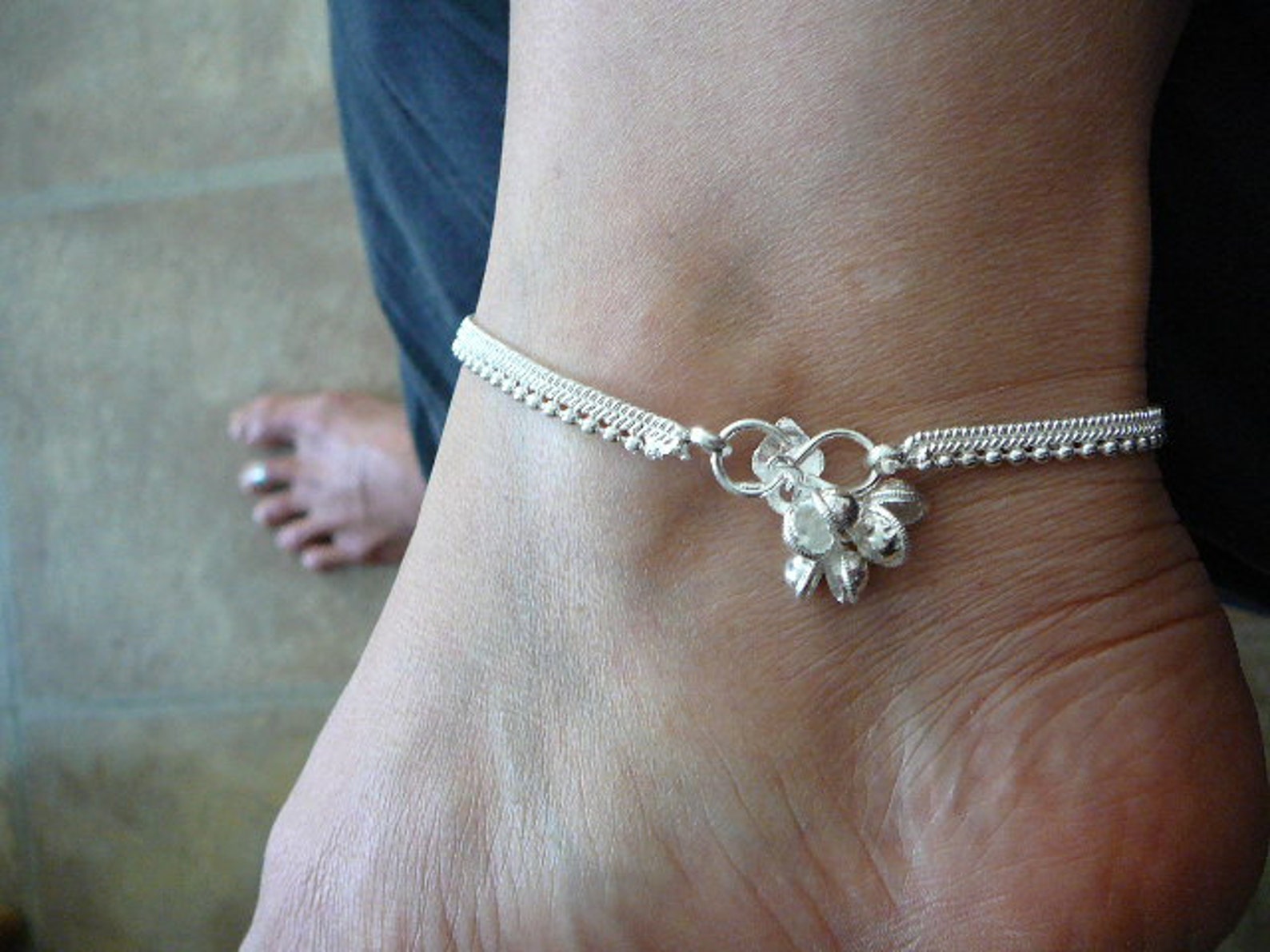 Silver Anklet Indian Ankle Bells Gopi Dancing Feet Jewellery - Etsy