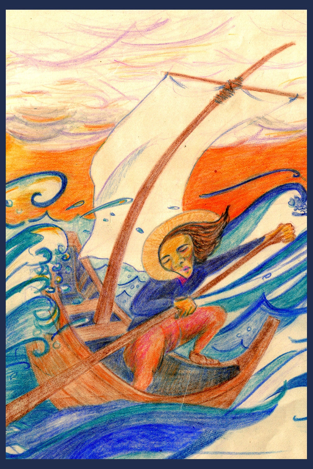 The Wild Sea Art Print Pencil Drawing Color Pencil Wall Art - Etsy