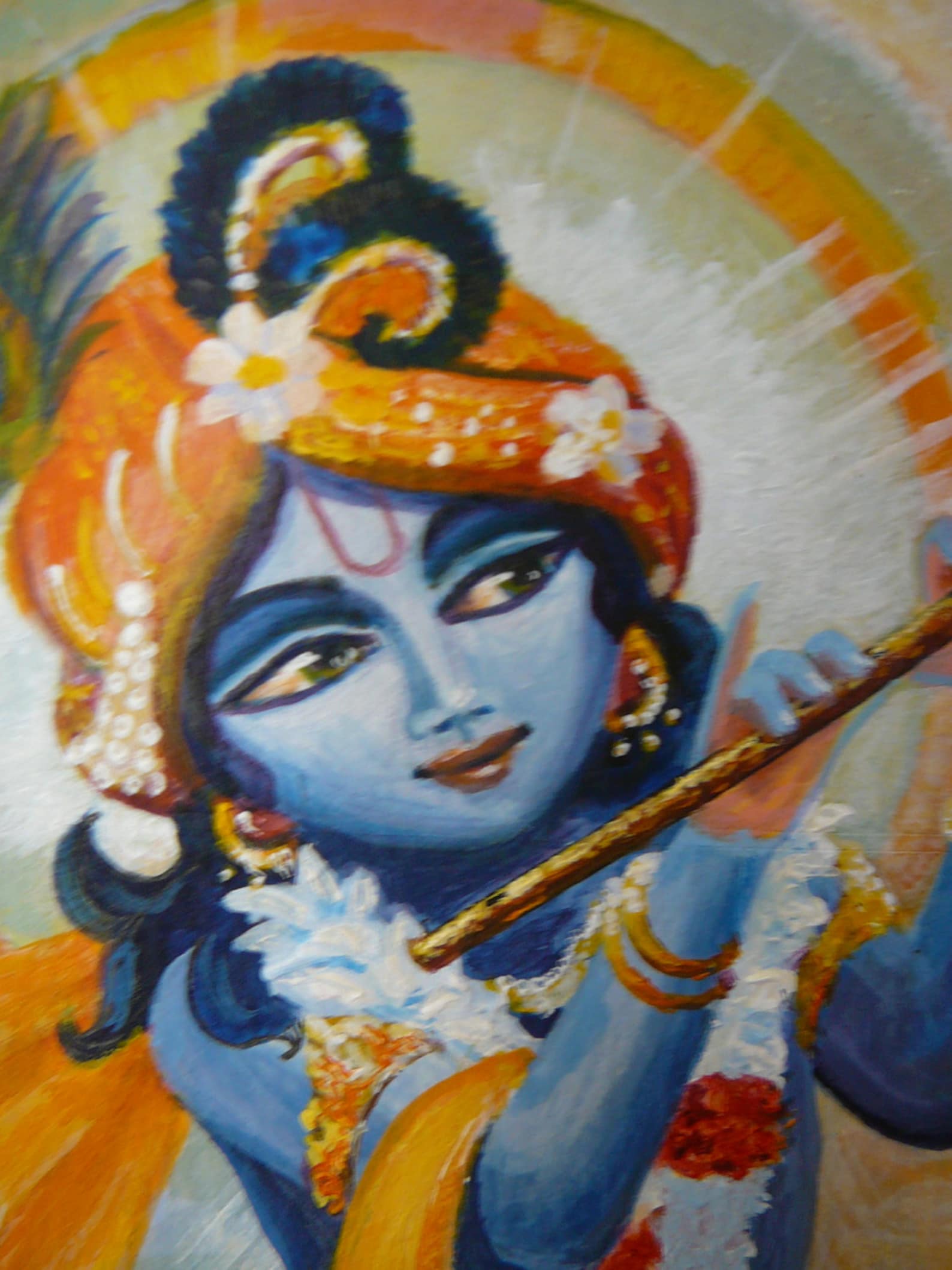 Krishna Small Original Acrylic Painting Sunset Blues Mauves Oranges ...