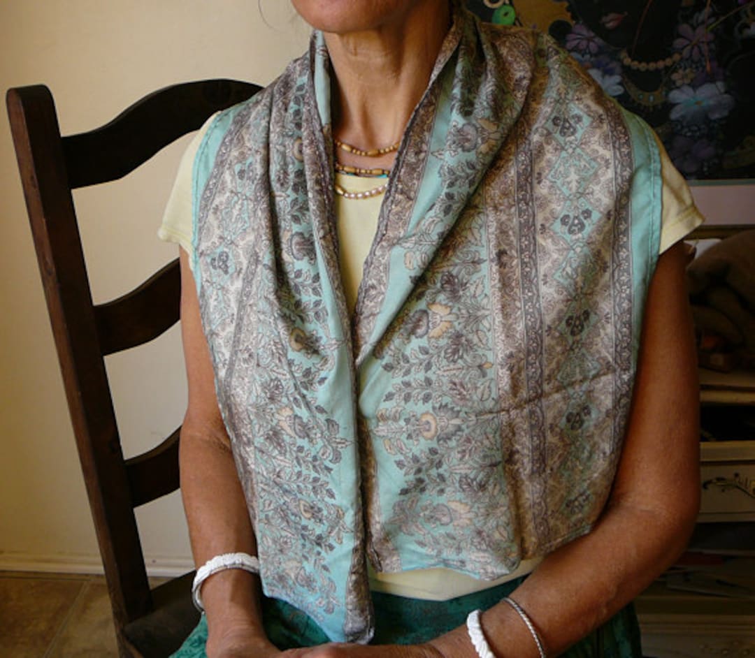 Liberty Print Silk Scarflette, Upcycled Silk Sari, Floral Design - Etsy
